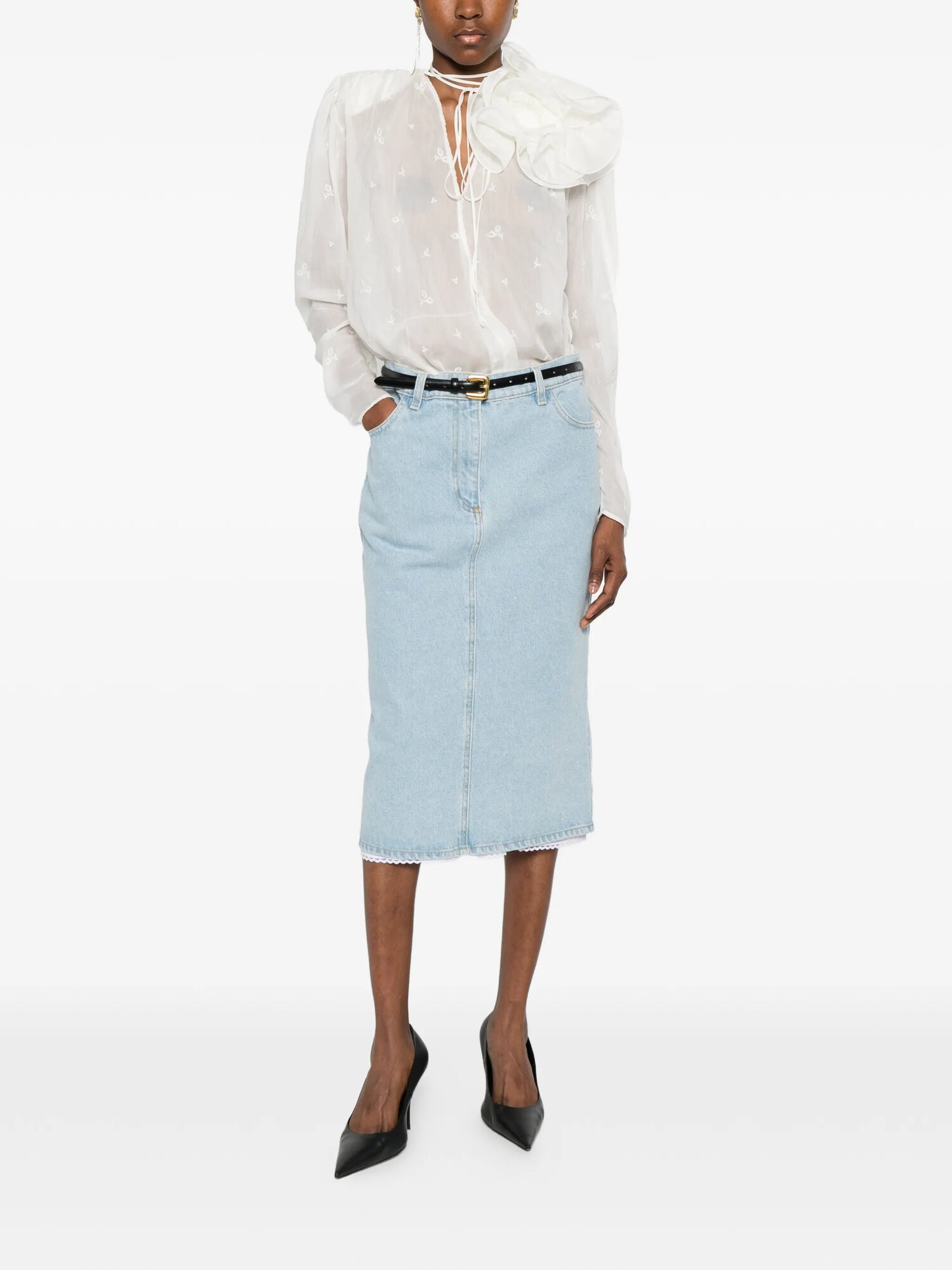 Блуза MAGDA BUTRYM Floral-embroidered ruffled blouse, размер 36 — фото 1