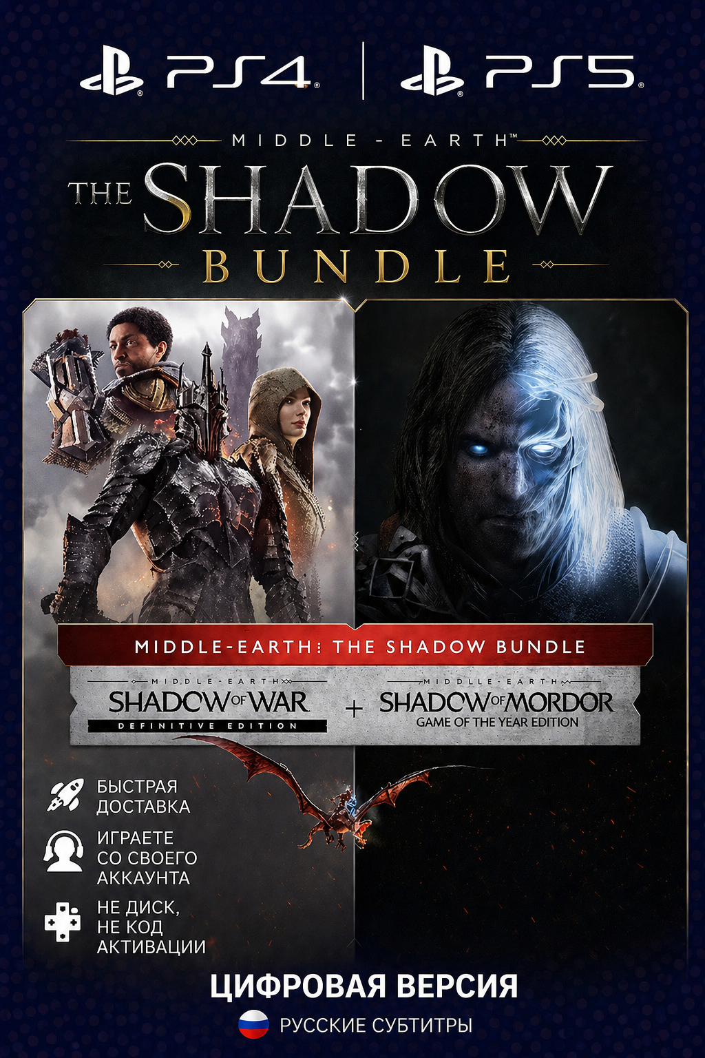Набор игр Middle-earth: The Shadow Bundle для PlayStation PS4, PS5