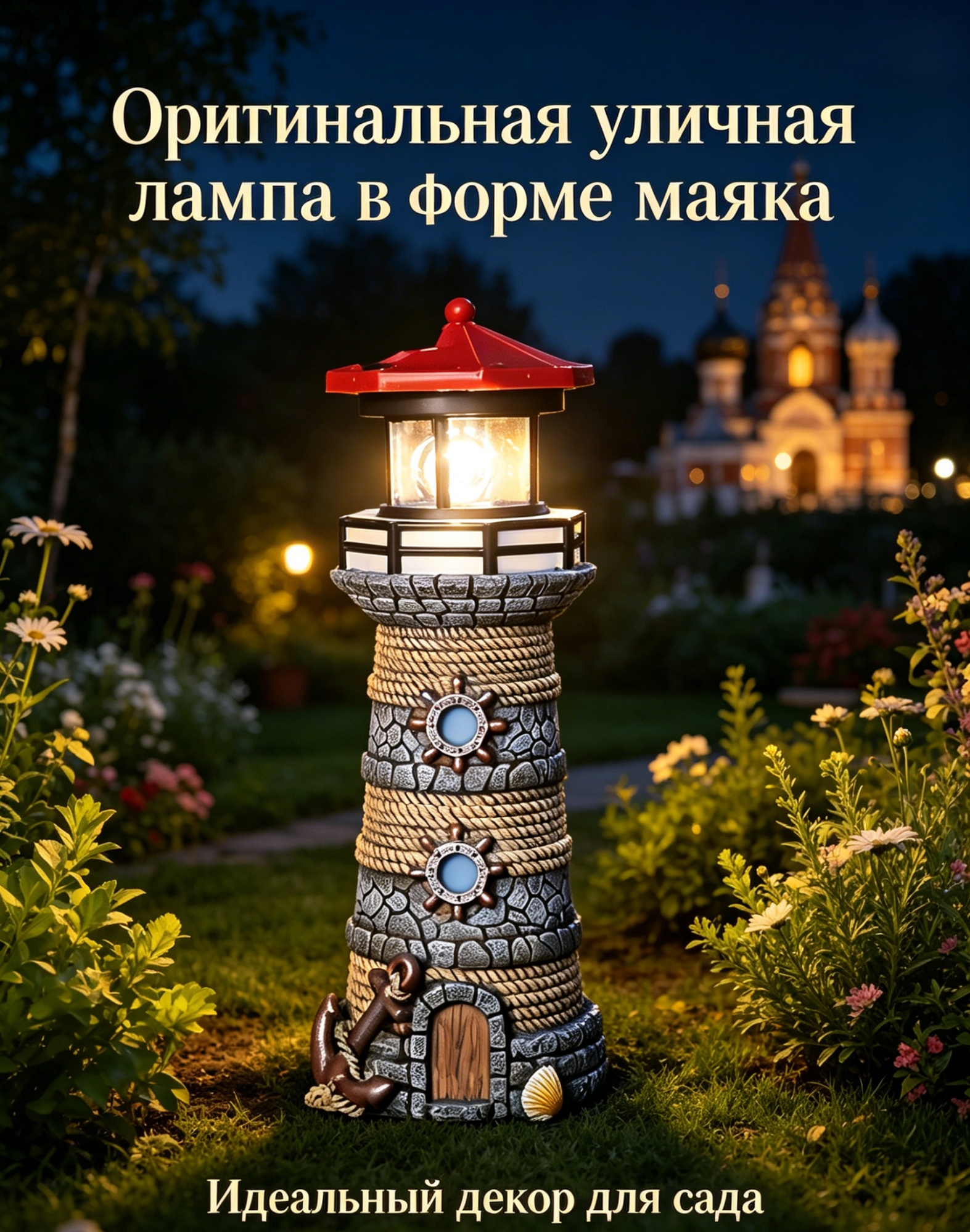 Ландшафтный свет свет атмосферы сада，солнечная энергия，смола，водонепроницаемый，маяк，9.5*27CM