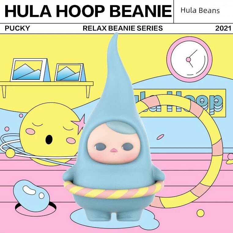 Коллекционная фигурка POPMART PUCKY Relaxing Bean (слепая коробка), милый трендовый подарок бобы для