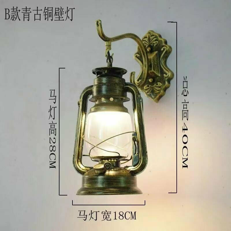 Светильник "Сарайный фонарь", винтажный, настенный, светодиодный.20*40*28cm，тёплый свет，бронзовый цвет