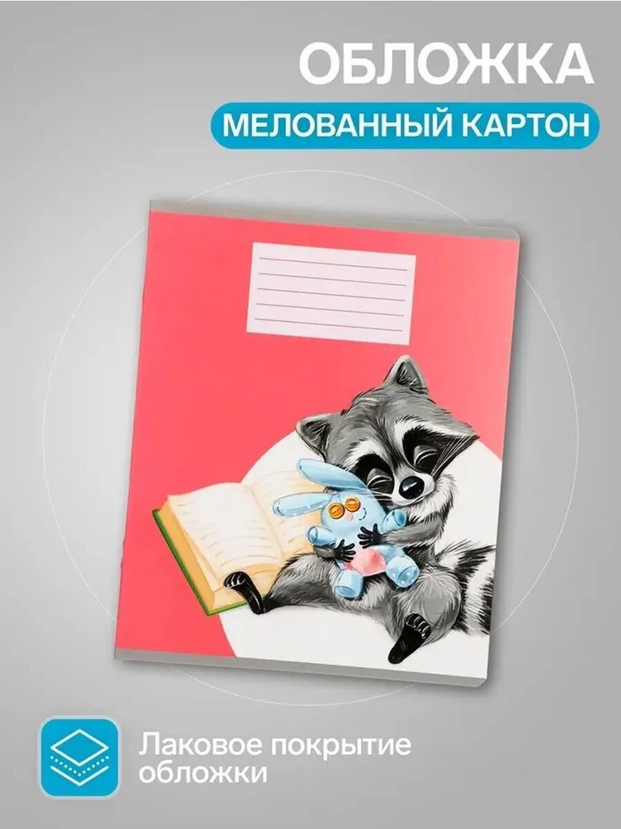 Набор ярких тетрадей с енотами для учебы и творчества