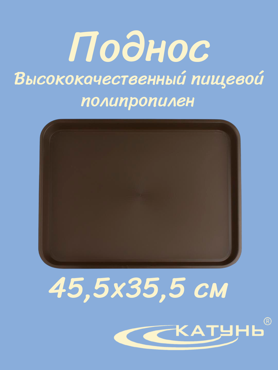 Поднос катунь антискользящий КТ-АП-2ПК, коричневый, прямоугольный, пластик