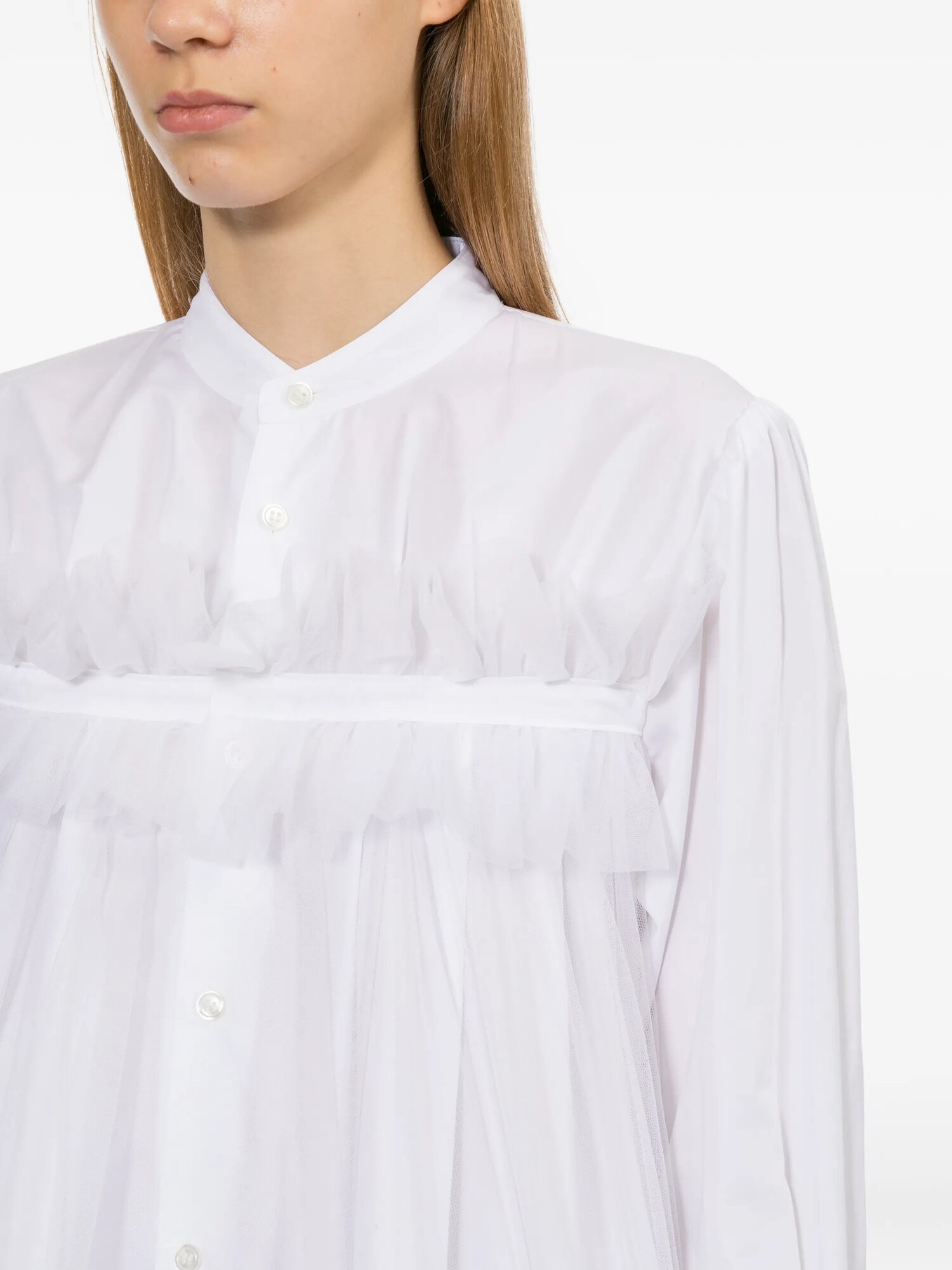 Платье Noir Kei Ninomiya Ruffled mini dress, размер 42, бежевый/белый — фото 1