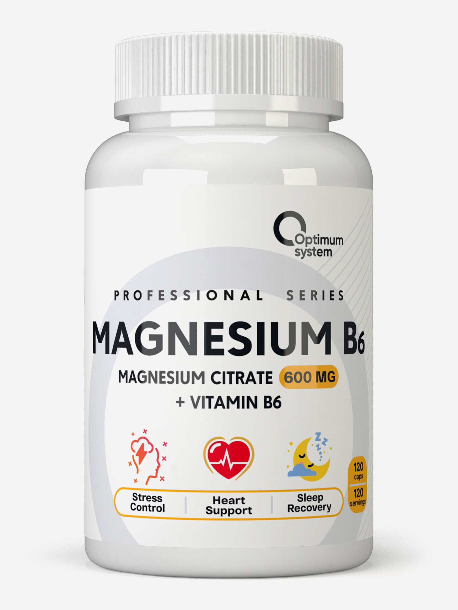 Магний цитрат Optimum System Magnesium Citrate B6 120 капсул - для нервной системы, для сердца и сосудов