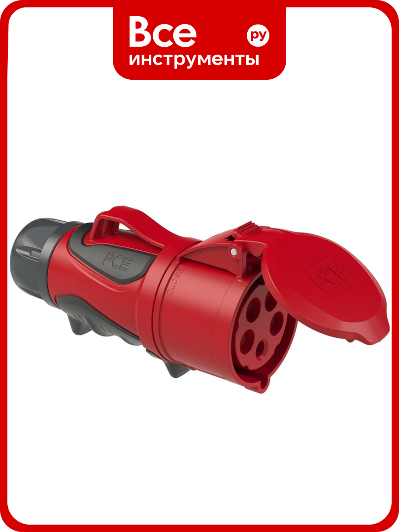 Кабельная розетка PCE 32А 400V 3P+N+E IP44 GRIP 2253-6, Усиленная противоскользящая резиновая ручка