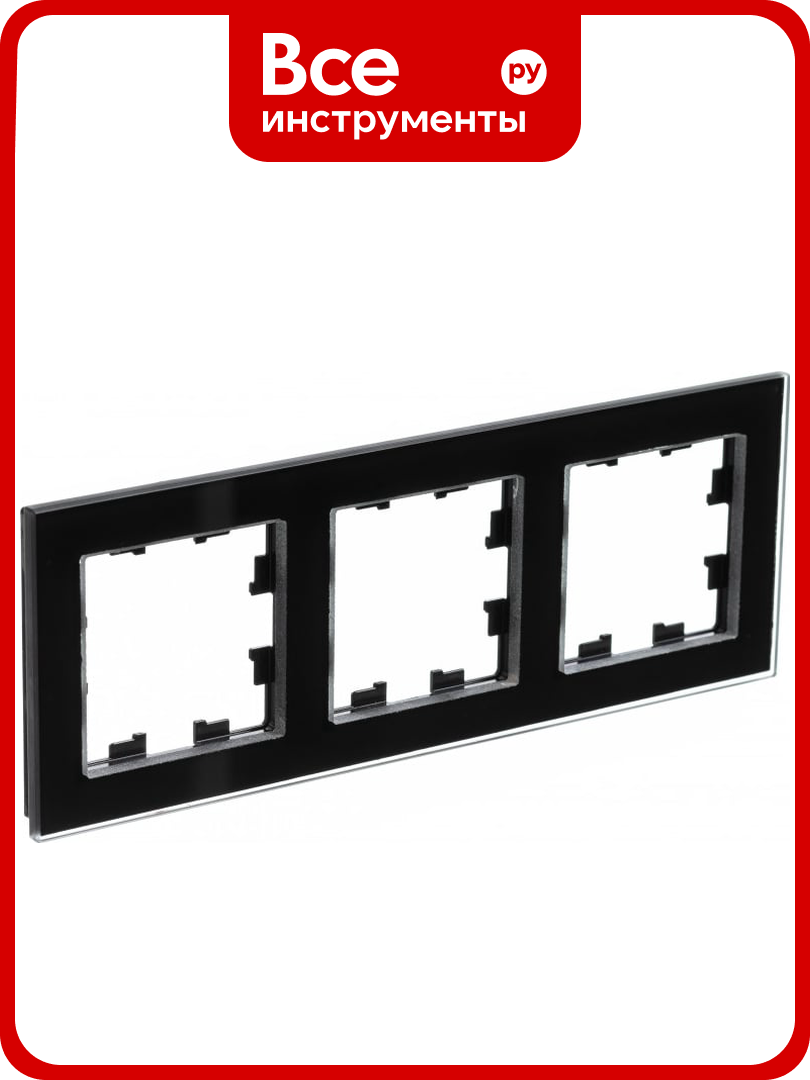 3-ая рамка Systeme Electric AtlasDesign NATURE стекло, черный ATN321003