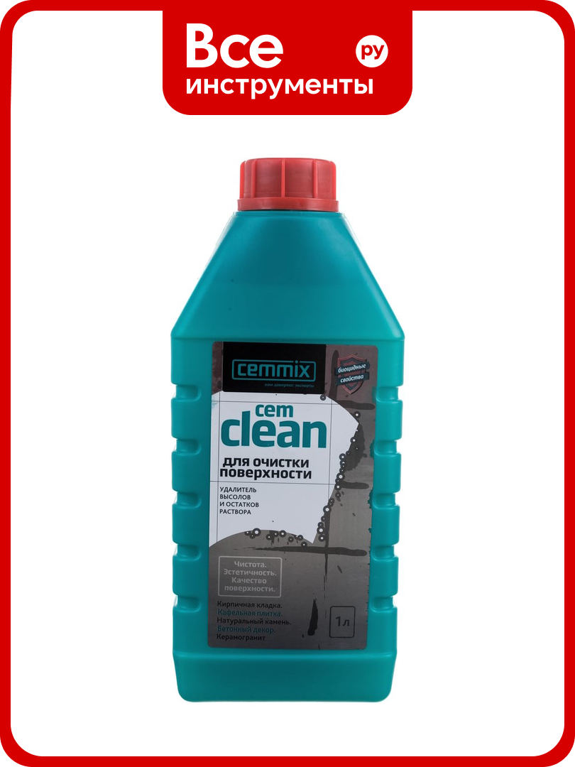 Концентрированный очиститель от высолов и остатков раствора CEMMIX Clean 1 л 558405, состав для кирпича и керамики