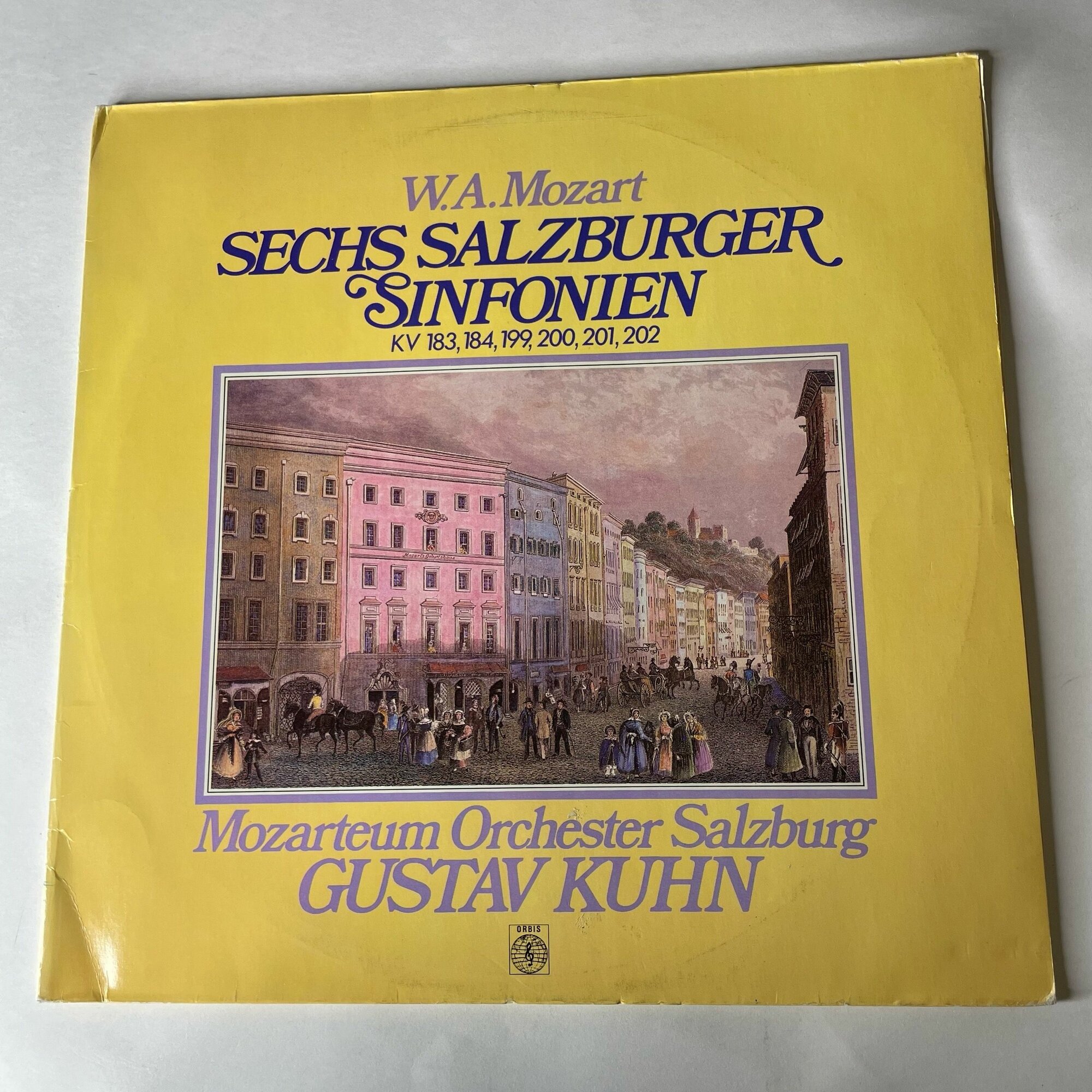 Винтажная виниловая пластинка LP W.A. Mozart В. А. Моцарт, Gustav Kuhn Sechs Salzburger Sinfonien KV 183, 184, 199, 200, 201, 202 (Германия 1979)
