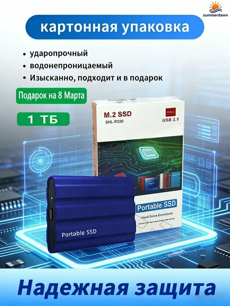 Твердотельный Накопитель Summerdawn, 1TB, металлический корпус, USB/Type-C