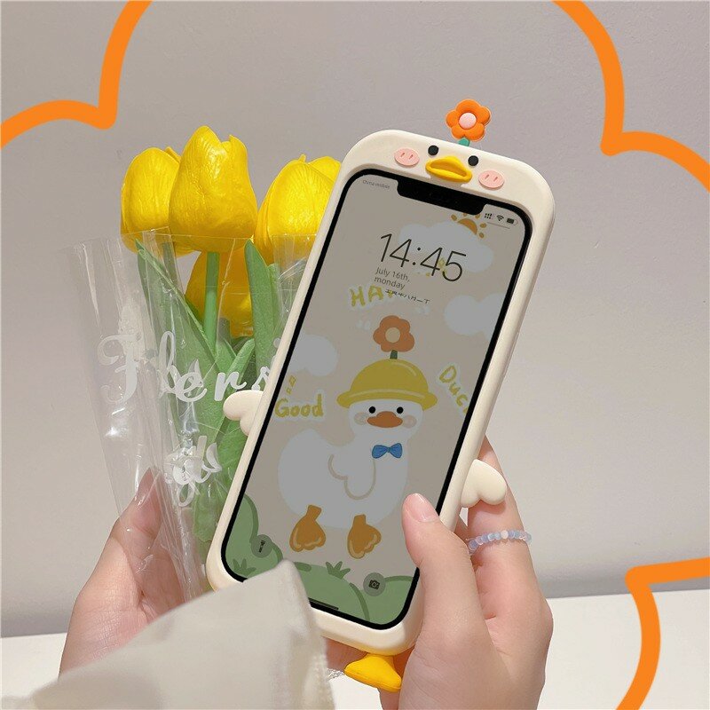 IPhone 16 Pro 3D-чехол с цветочной вышивкой в стиле гидролизованного утёнка, мягкий силикон, совместимый с iPhone 16 Pro