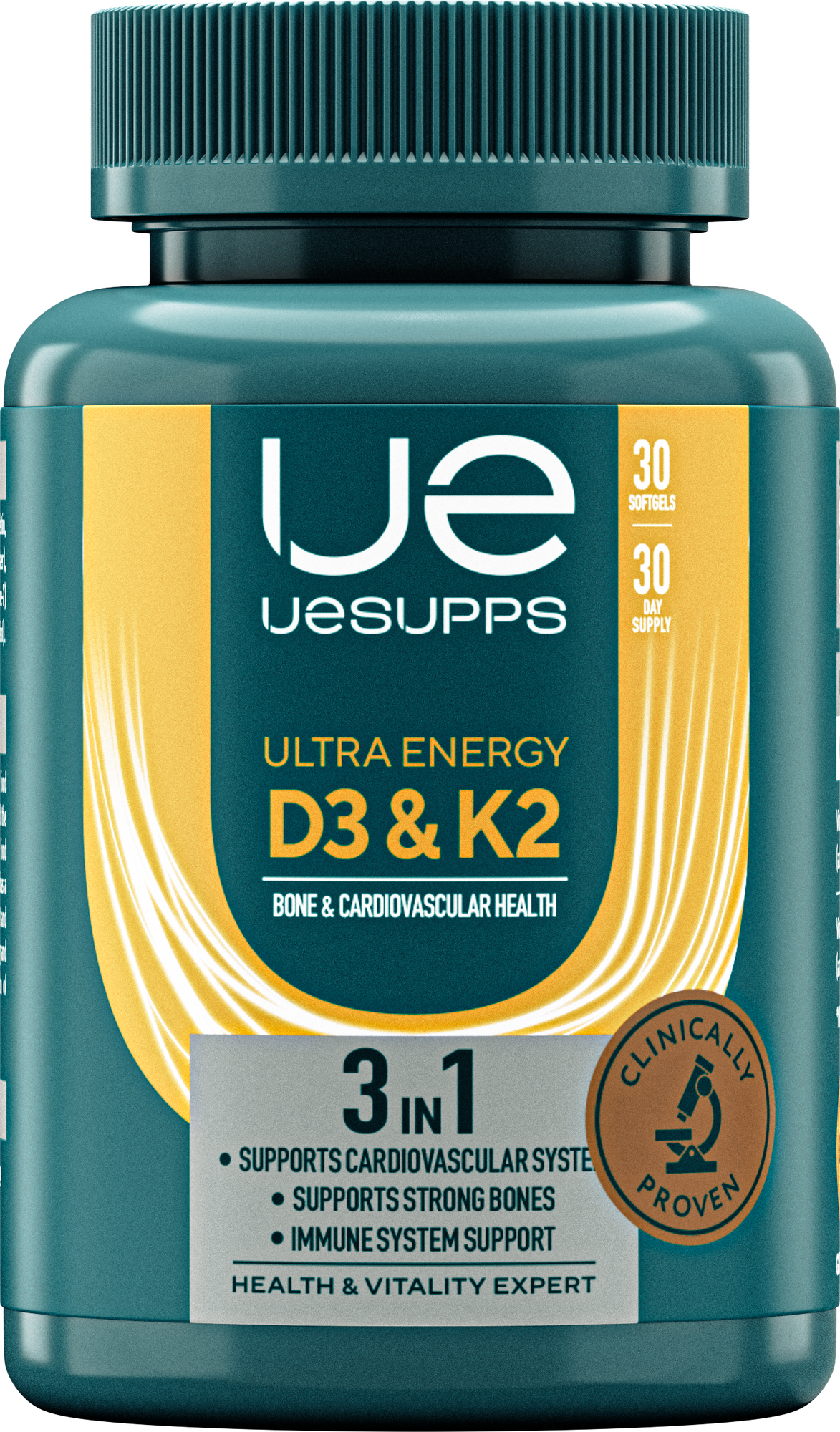UESUPPS Витамин D3 и К2 30 софтгель Ultra Energy D3&K2 30 Softgels 30ml
