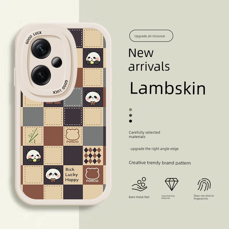 Чехол для Redmi Note 12 Turbo Grid Panda в античном белом