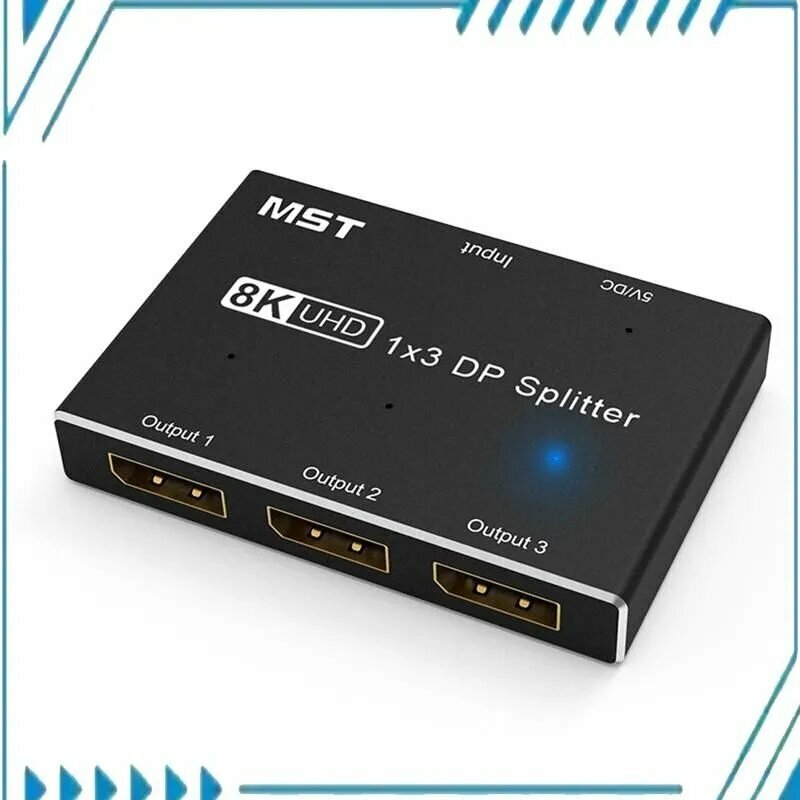 (J C I D) Разветвитель Displayport 8K 1X3 DP 8K60Hz 4K120Hzz Hub Мультимониторный разветвитель с расширенным дисплеем и зеркальным режимом
