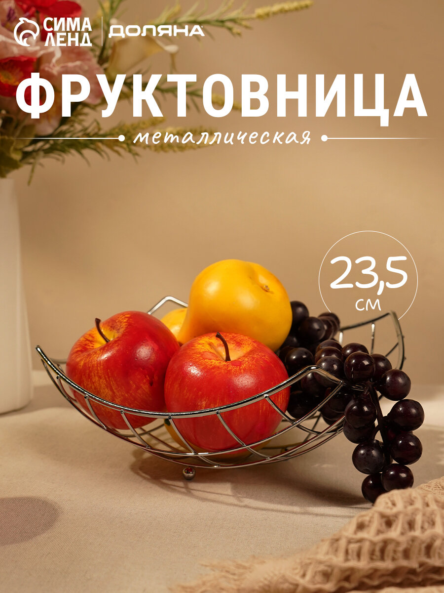 Фруктовница Доляна «Решето», 23.5×23.5×10.5 см, хромированная