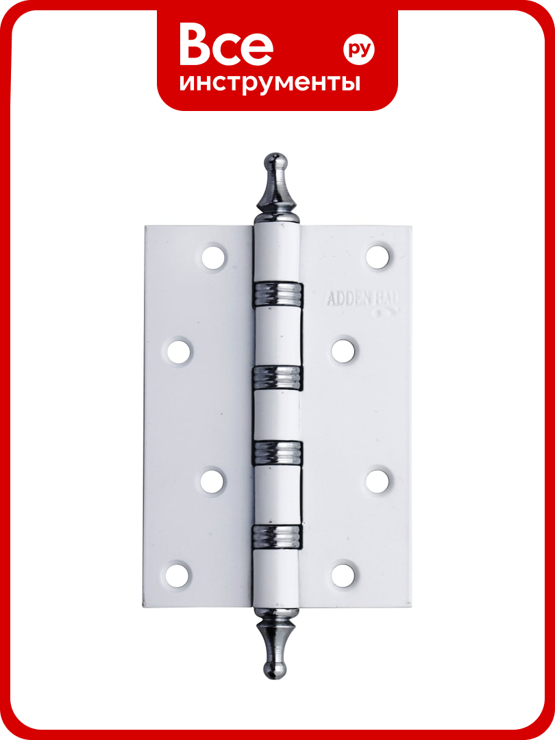Дверная петля с четырьмя подшипниками ADDEN BAU 100X70X2.5 4W WHITE / CHROME 940000001491