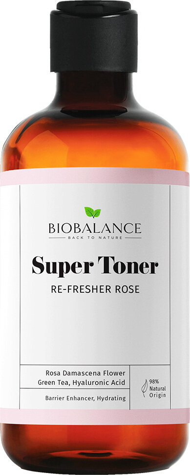 BIOBALANCE Тоник для лица для увлажнения кожи с экстрактом розы Super Toner Refresher Rose 80ml