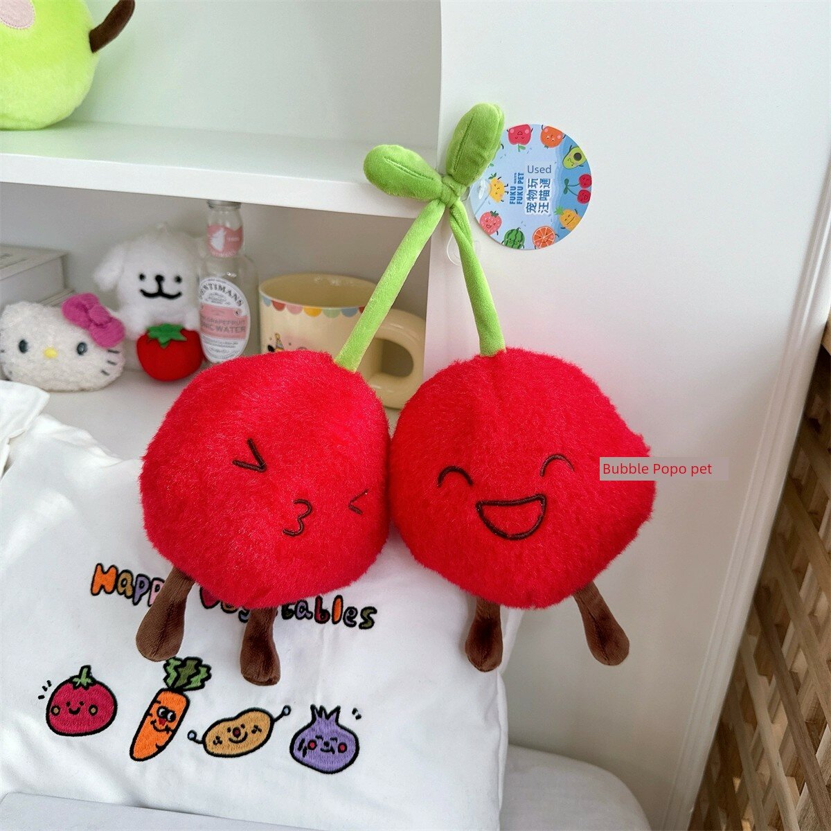 Мягкая игрушка-подушка в форме вишни для собак и кошек, 20x16x14 см, звуковой эффект, успокаивающая игрушка для мелких