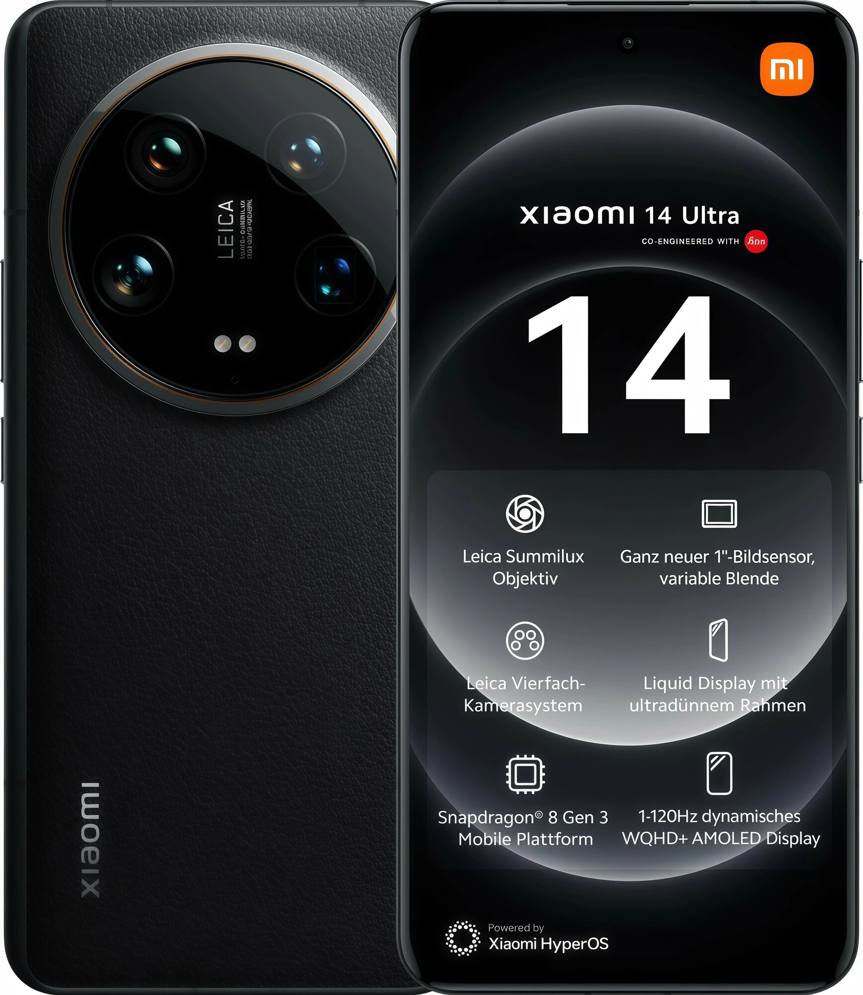 Смартфон Xiaomi Mi 14 Ultra, 5000mAh, 16GB/512GB, 6.7", 50Мп, NFC, IP68, черный
