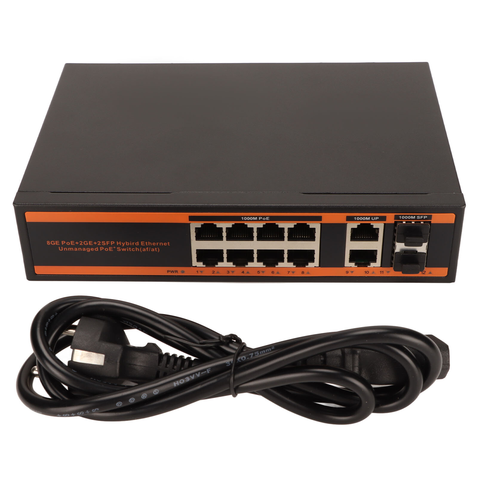Poe коммутатор 10 портов 52v 150w plug and play настольный 1000m полный гигабит неуправляемый