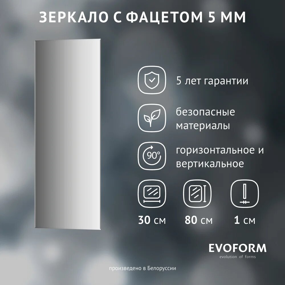 Зеркало Evoform Standard BY 0216 30х80 30 см, зеркало настенное в ванную