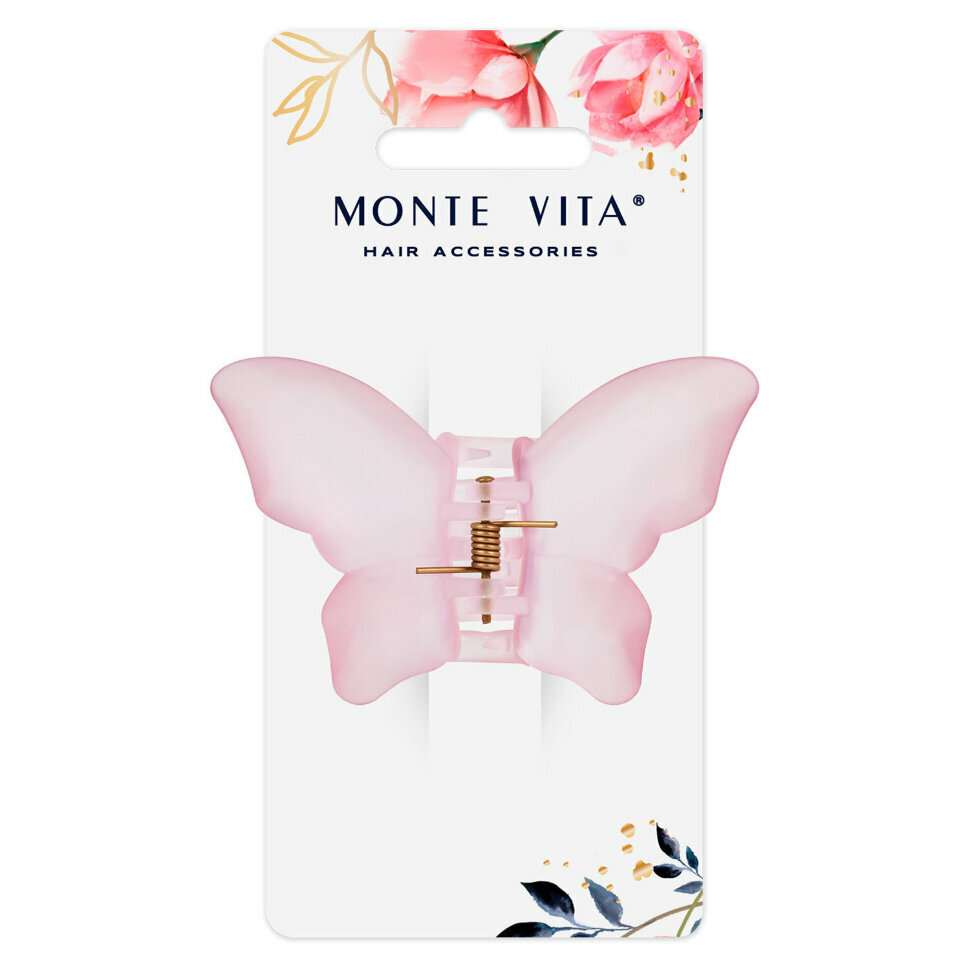 Краб для волос 8,5 см, матовый, розовый, MONTE VITA (монте вита), 457015, 12 штук, 457015