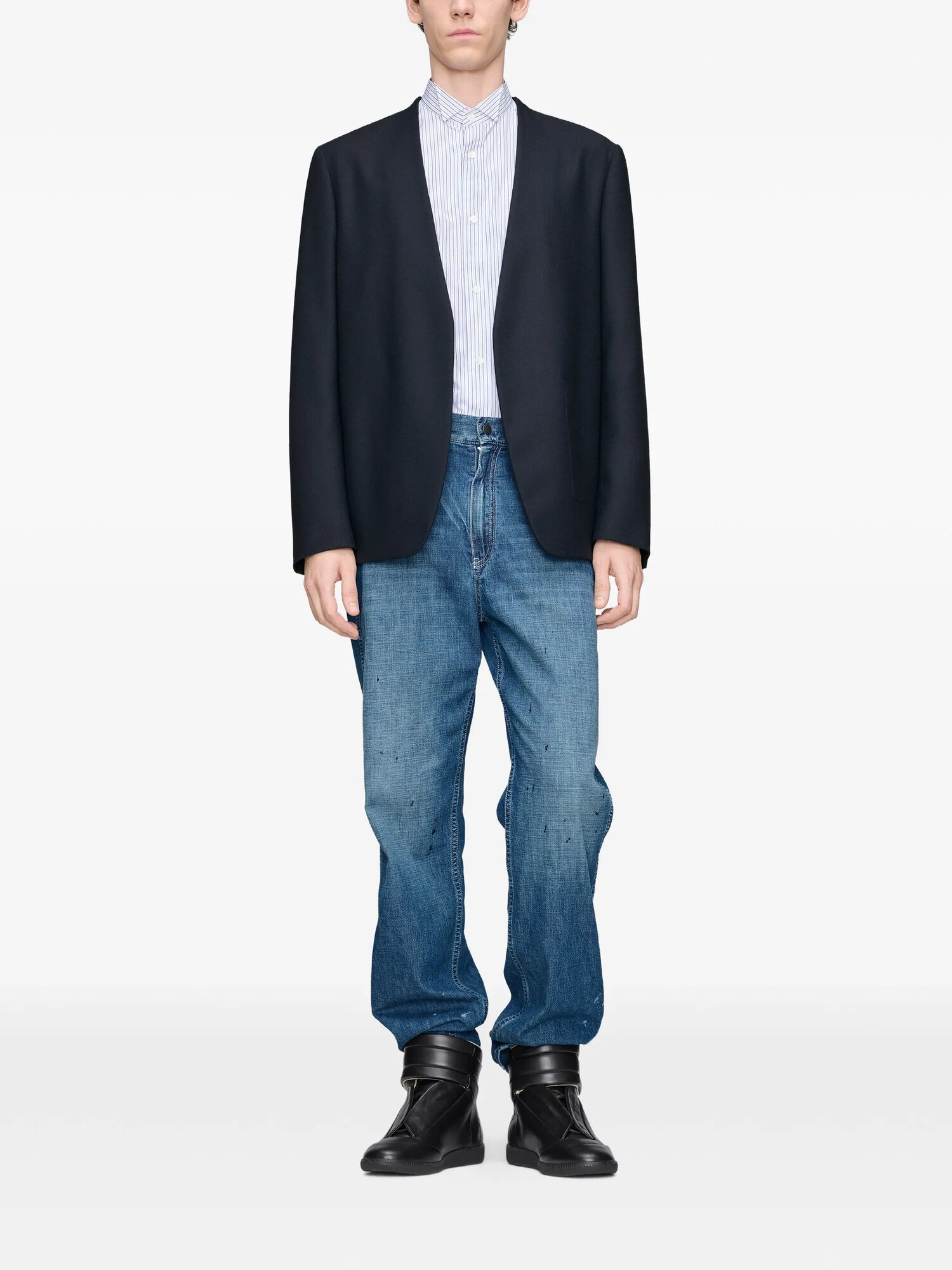 Куртка Maison Margiela Open-front collarless jacket, размер 50, blue — фото 1