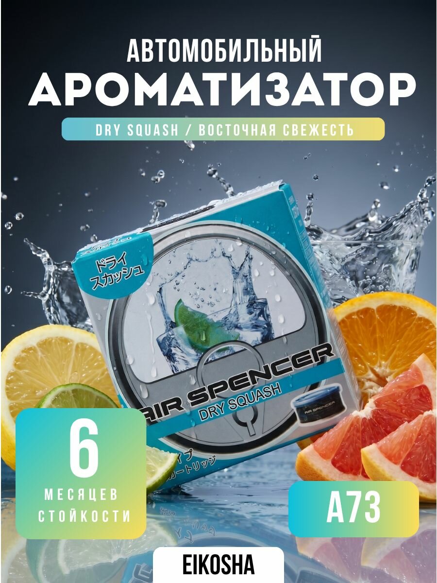 EIKOSHA Ароматизатор для автомобиля и дома меловой DRY SQUASH A73 - Восточная свежесть, автомобильный парфюм