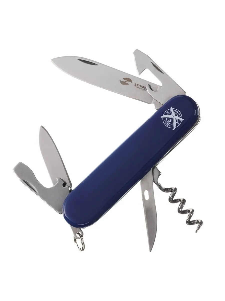 Нож перочинный Stinger 11 функций abs пластик синий