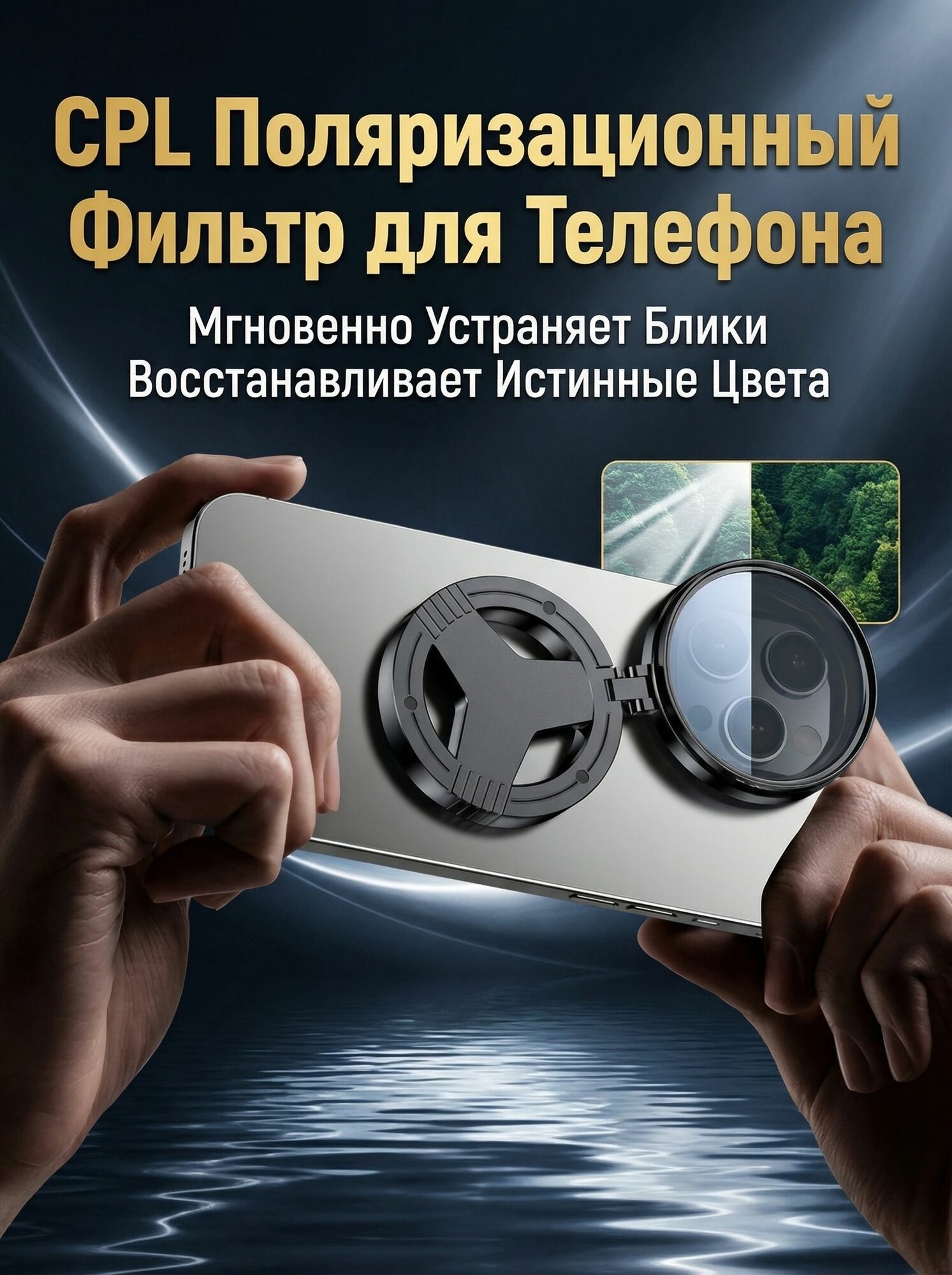 Поляризационный светофильтр 58 мм, черный, для фотоаппаратов и видеокамер
