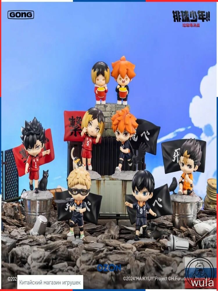 Фигурка Haikyuu! GONG 9 см, изображение в стиле чиби, красная форма 1号, с котом, для коллекционеров и подарка, сувенир — фото 1