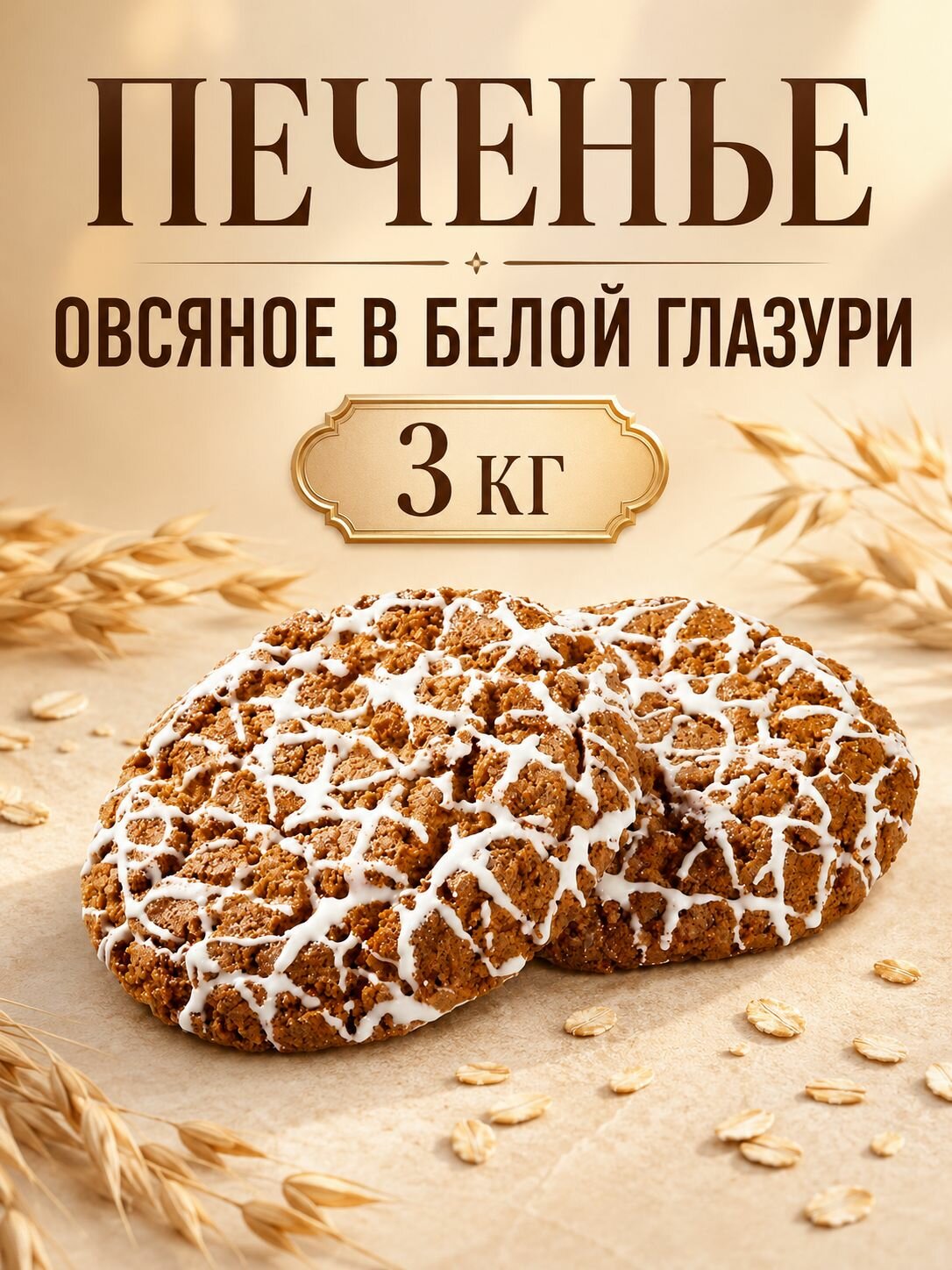 Печенье Овсяное в белой глазури 3 кг