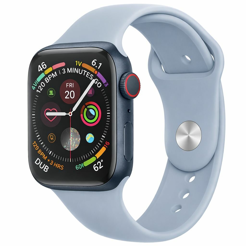 Ремешок для Apple Watch 38/40/41/42 mm размер M/L, силиконовый, цвет Серо-голубой (серый), браслет на смарт-часы Эпл Вотч для iWatch Series 11 10 9 8 7 6 5 4 3 2 1 SE 3 SE 2 SE совместимый