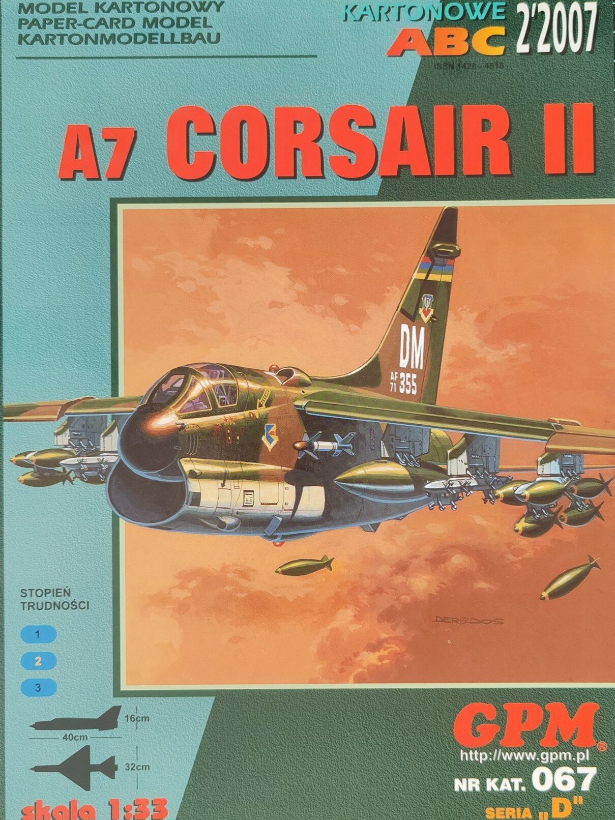 Сборная бумажная модель Штурмовик A-7 CORSAIR II - GPM №2/07 (журнал)
