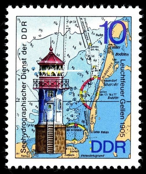 (1975-038) Марка Германия (ГДР) "Моль огненная " Маяки III гашеная