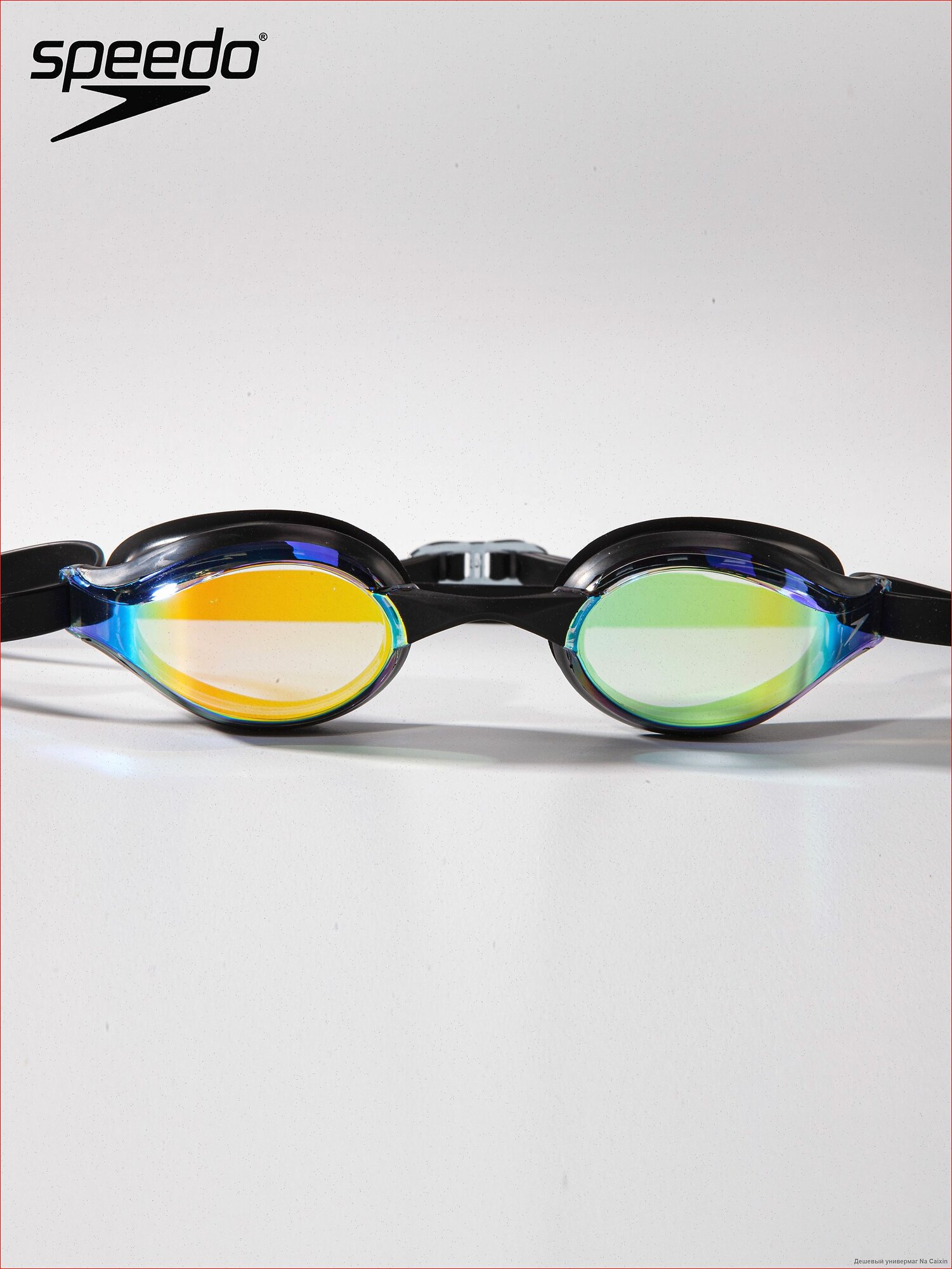Очки для плавания Speedo, поликарбонатные линзы, силикон, бронзовые