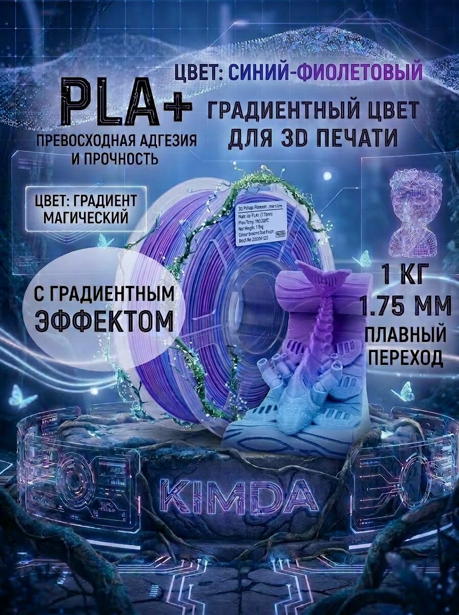 PLA пластик для 3D принтера iSANMATE PLA+ Gradient Blue Purple, сине-фиолетовый, филамент 1 кг
