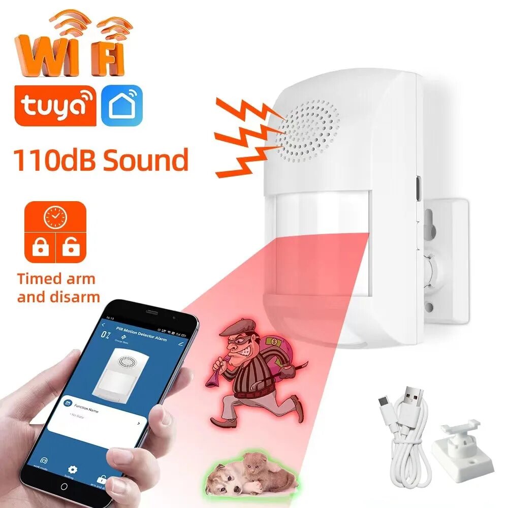 Датчик движения Wi-Fi ZUIDID CS62W, Цвет: A-WiFi With Sound