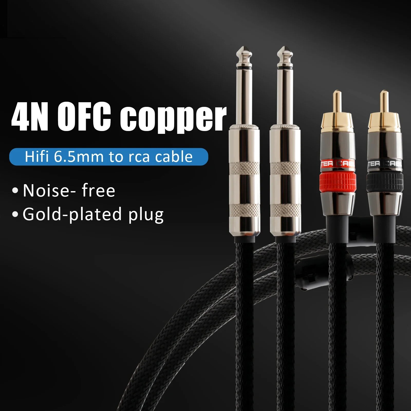 Preffair 6.35mm to 2RCA Adapter Cable 0.5m