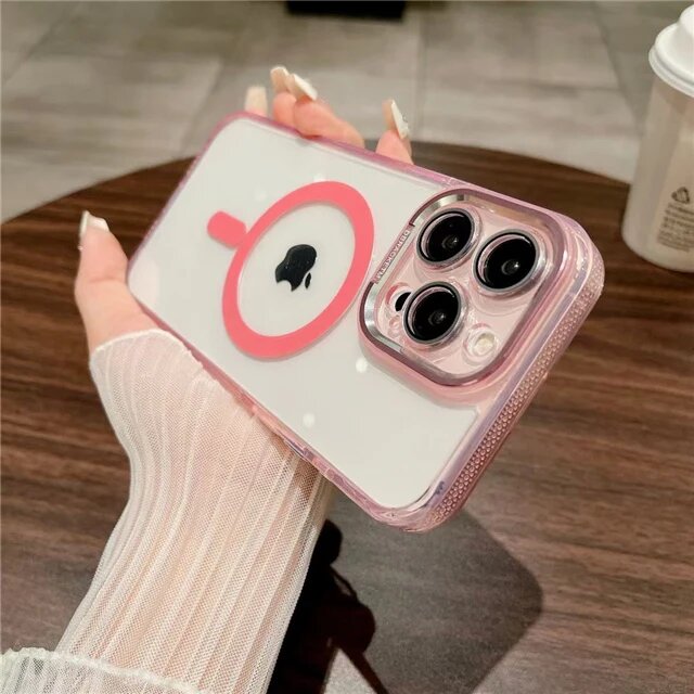 Розовый чехол Magsafe для iPhone 16 Pro, Pink Magnetic Case