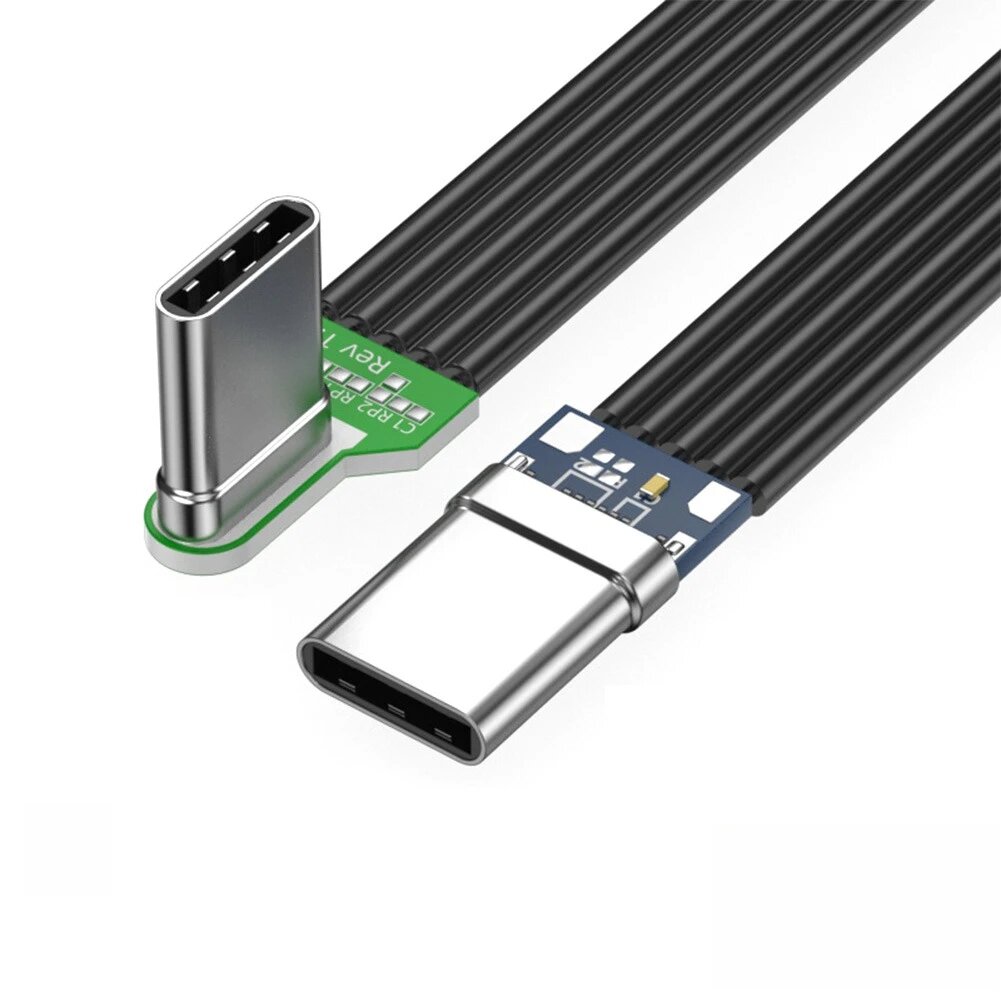 USB C - USB C кабель 30см, 65Вт, черный, 90°