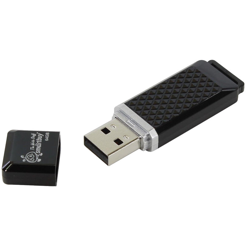 2 шт. Память Smart Buy "Quartz" 64GB, USB 2.0 Flash Drive, черный