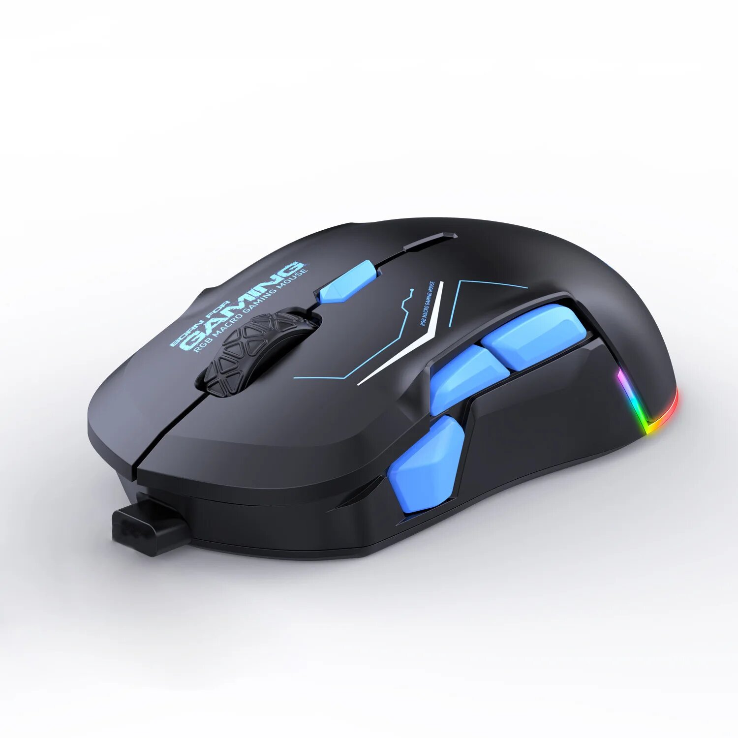 Беспроводная игровая мышь YQT W12 для левшей 10000 DPI 10 кнопок RGB blue