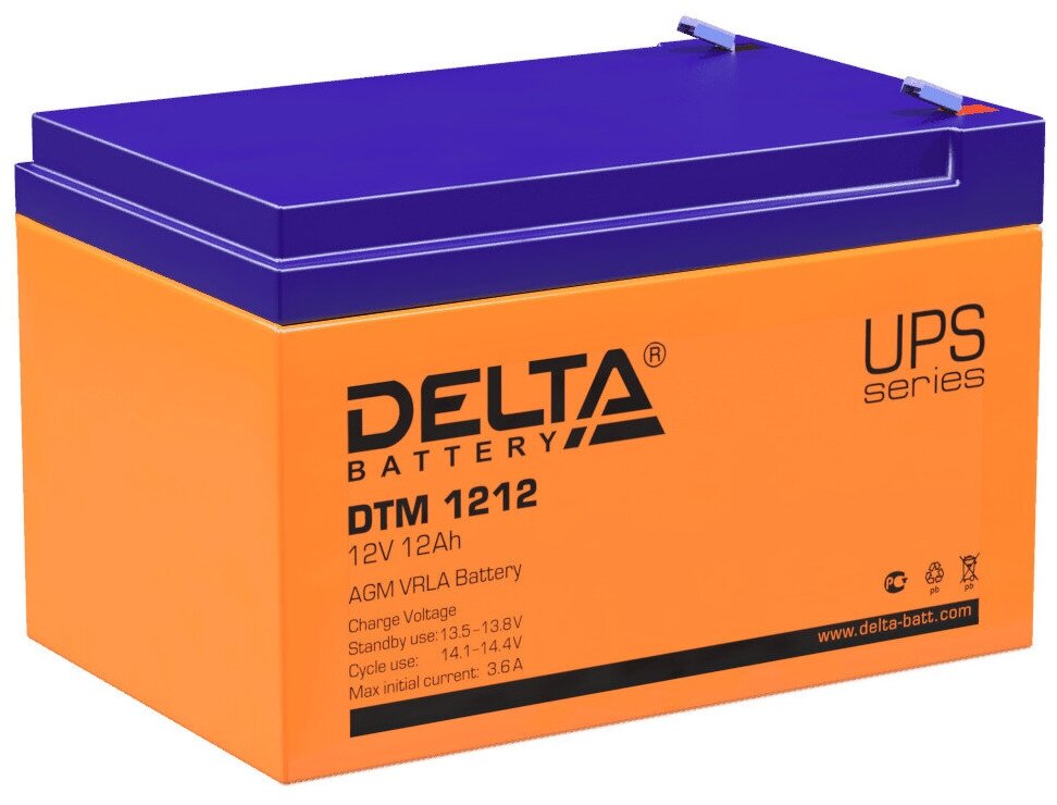Аккумулятор Delta Battery DTM 1212 12 V, 12 Ah (151х98х95 мм)