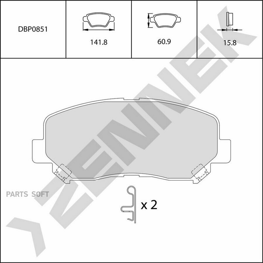 Колодки тормозные дисковые, передние MAZDA CX-5 11-17 от официального дистрибьютора, ZENNEK, артикул DBP0851