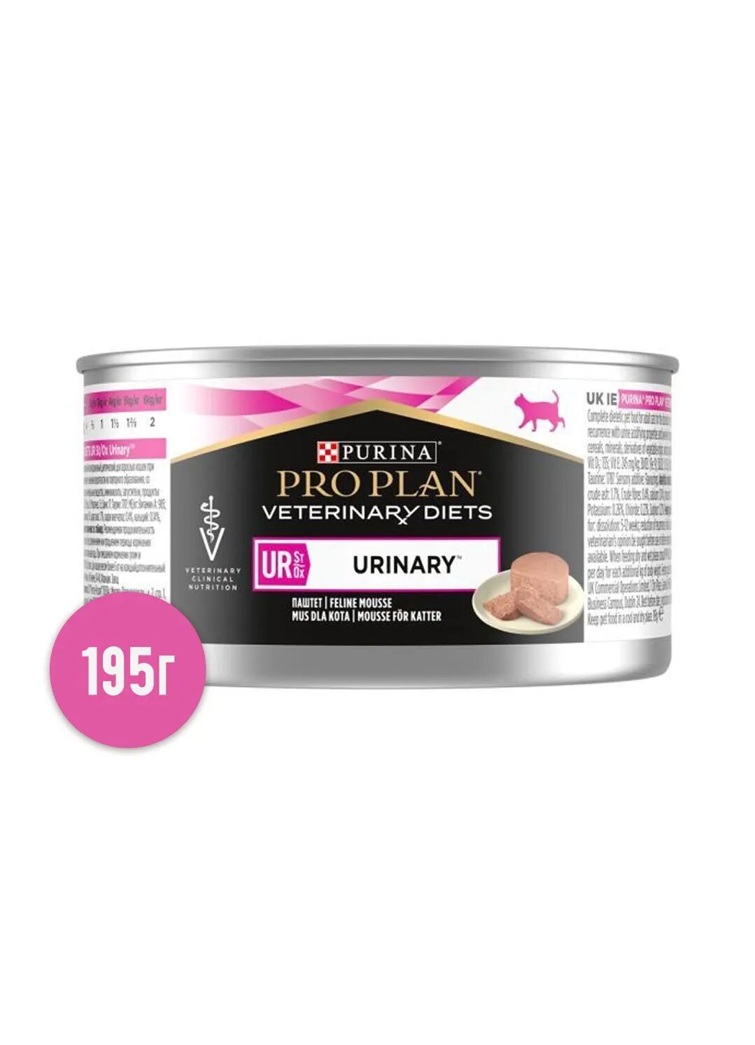 Pro Plan Консервированный корм паштет Urinary для взрослых кошек при болезни нижних отделов мочевыводящих путей UR ST/OX, 195 гр.
