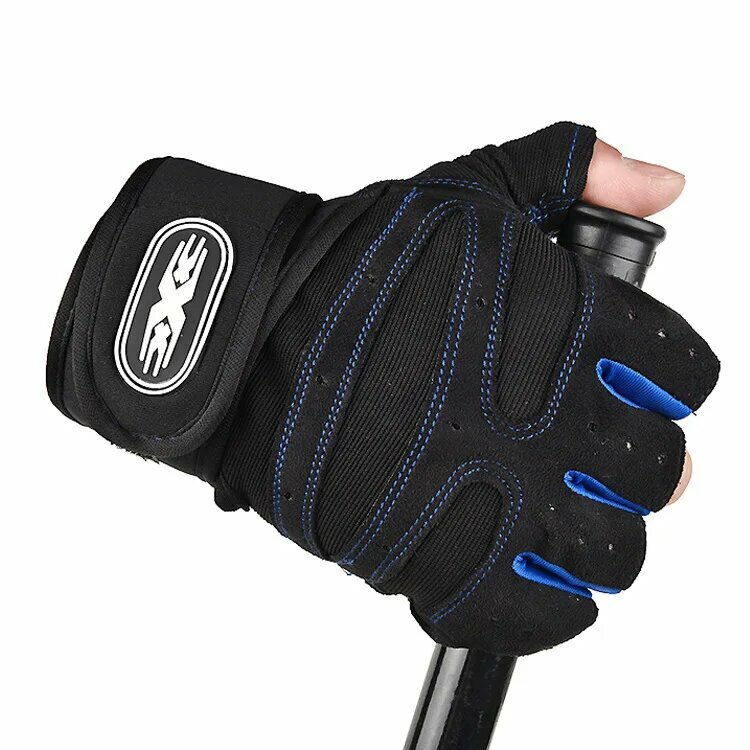 Перчатки тренировочные полупальцевые XL, Black BLUE