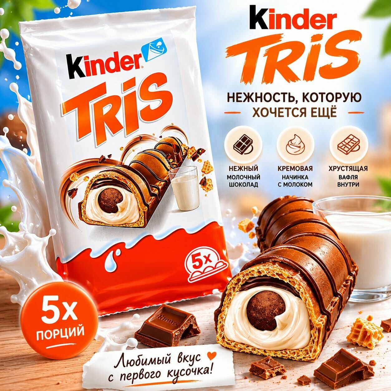 Батончики Kinder Tris , 100 гр