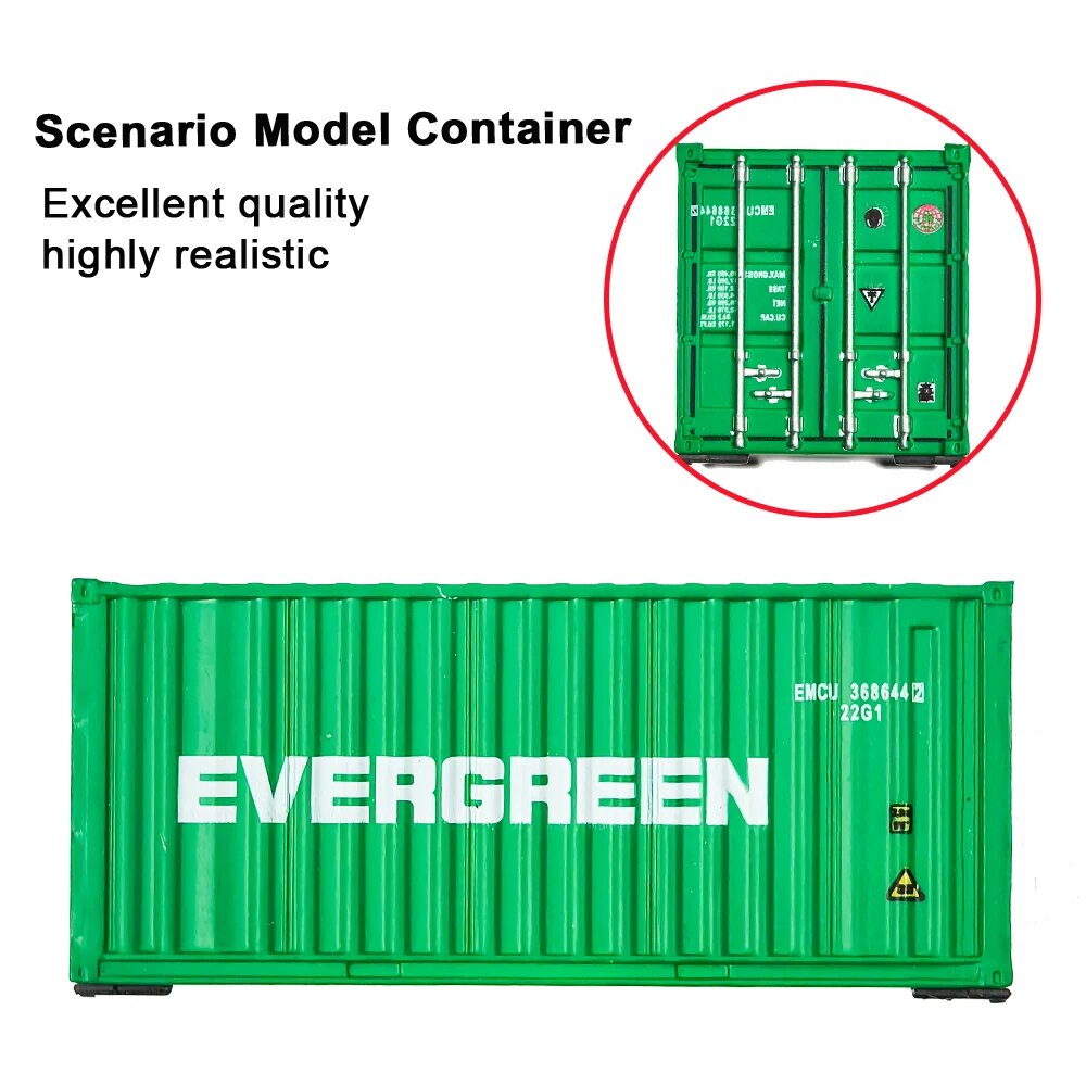 Контейнер Evergreen 20FT, зеленый, Ho Scale 1:87