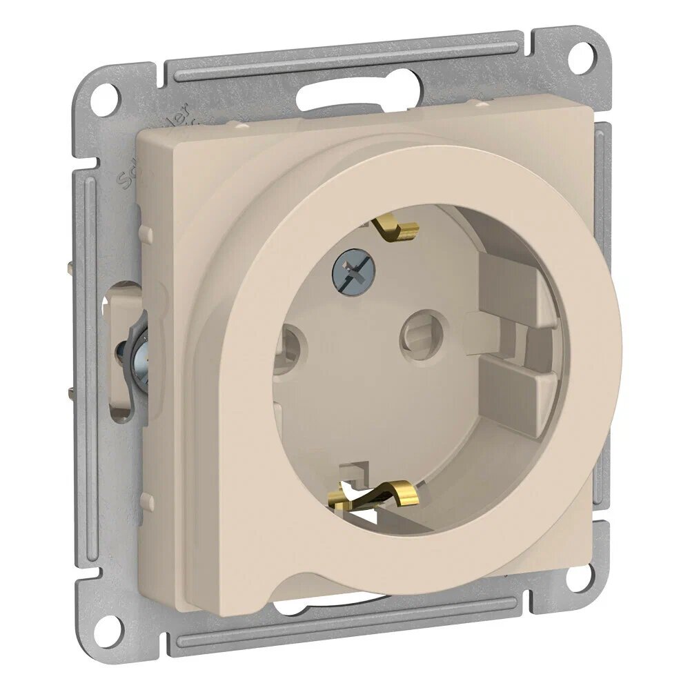 Розетка с заземлением Systeme Electric (Schneider Electric) AtlasDesign, бежевая ATN000247 - 2 шт.